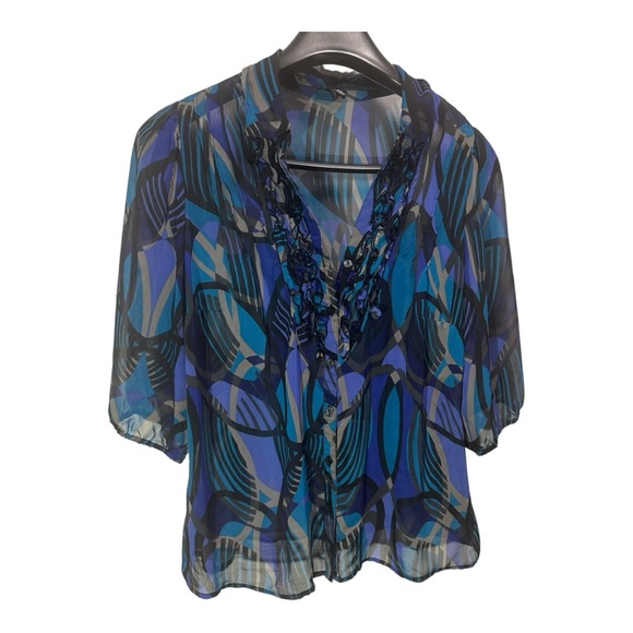 East 5th | Tops | East 5th Woman Blue Black Multi Color Button Down ...